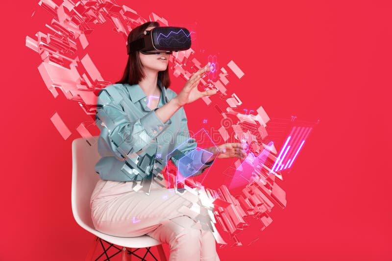 Banner Template Collage of Manager Lady Using Goggles Artificial ...