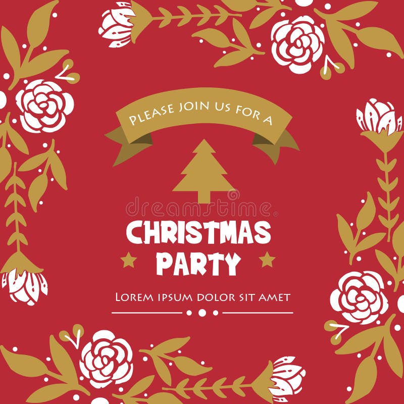 Banner Template Design of Christmas Party, with Shape Beautiful Leaf ...
