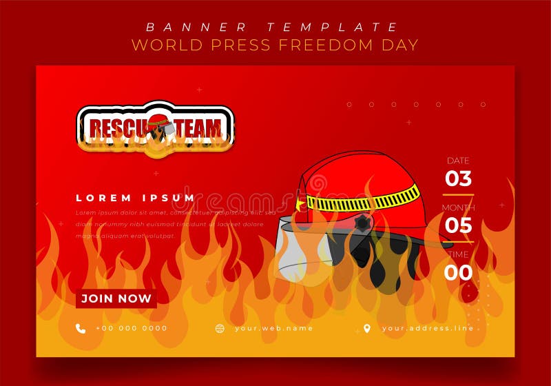 Banner Template Design with Flaming Fire Background and Fire Helmet for ...