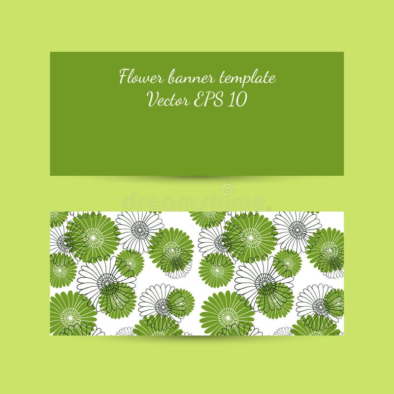 Banner Template with Floral Composition in Bright Green Colors Stock ...