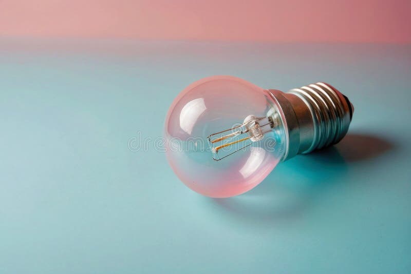 Banner Template, Glowing Light Bulb Lies on a Blue Pastel Background ...