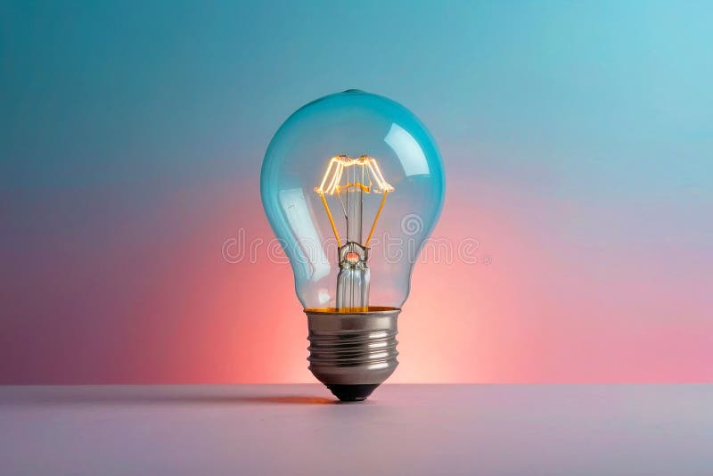 Banner Template, Glowing Light Bulb on Pastel Light Gradient Background ...
