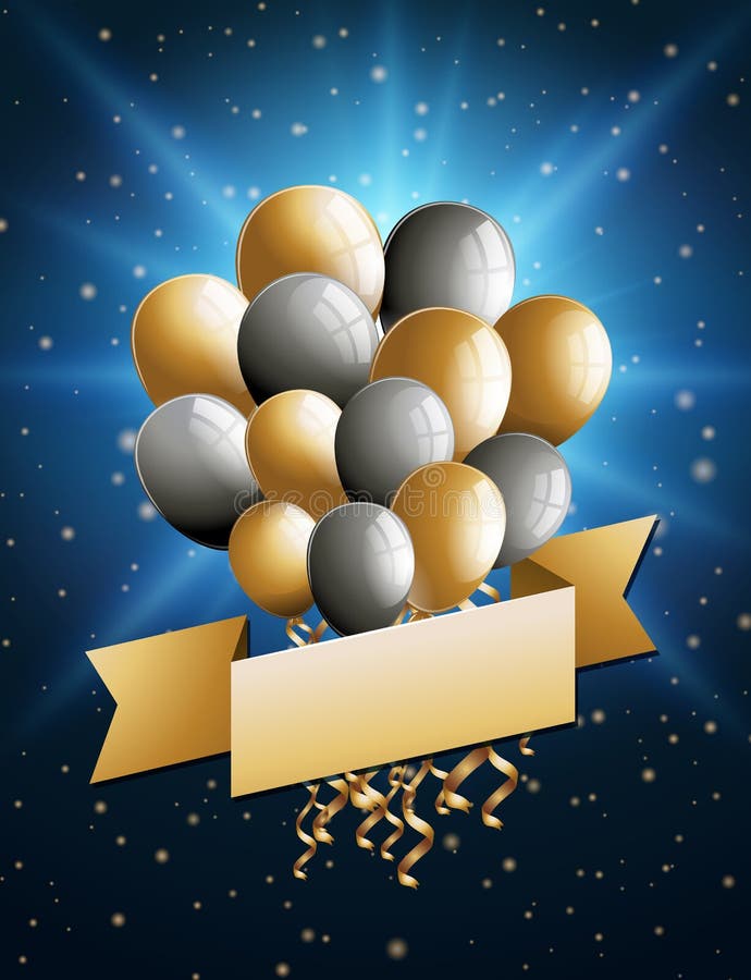 Banner Template with Gold and Silver Balloons Stock Vector ...