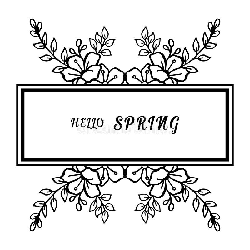 Banner Template of Hello Spring, with Motif for Border of Flower Frame ...
