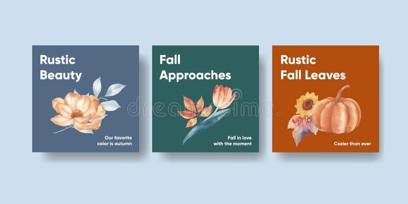 Banner Template with Rustic Fall Foliage Concept,watercolor Style Stock ...