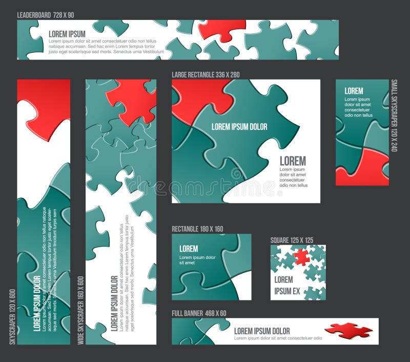 Banner Templates Collection with Abstract Puzzle Background Stock ...