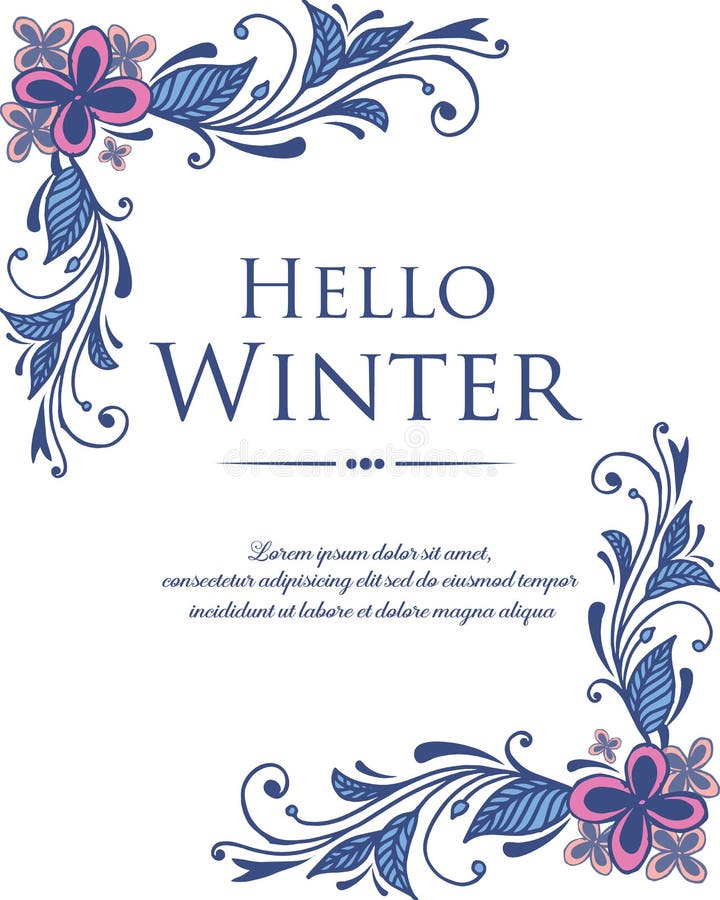 Banner Text Hello Winter, with Shape of Elegant Pink Flower Frame ...