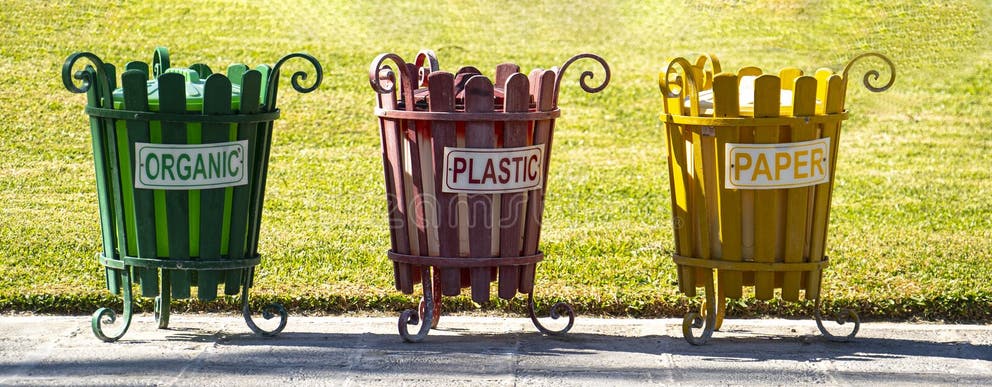 Three Multi-colored Bins for Separate Collection of Garbage Stock Image ...