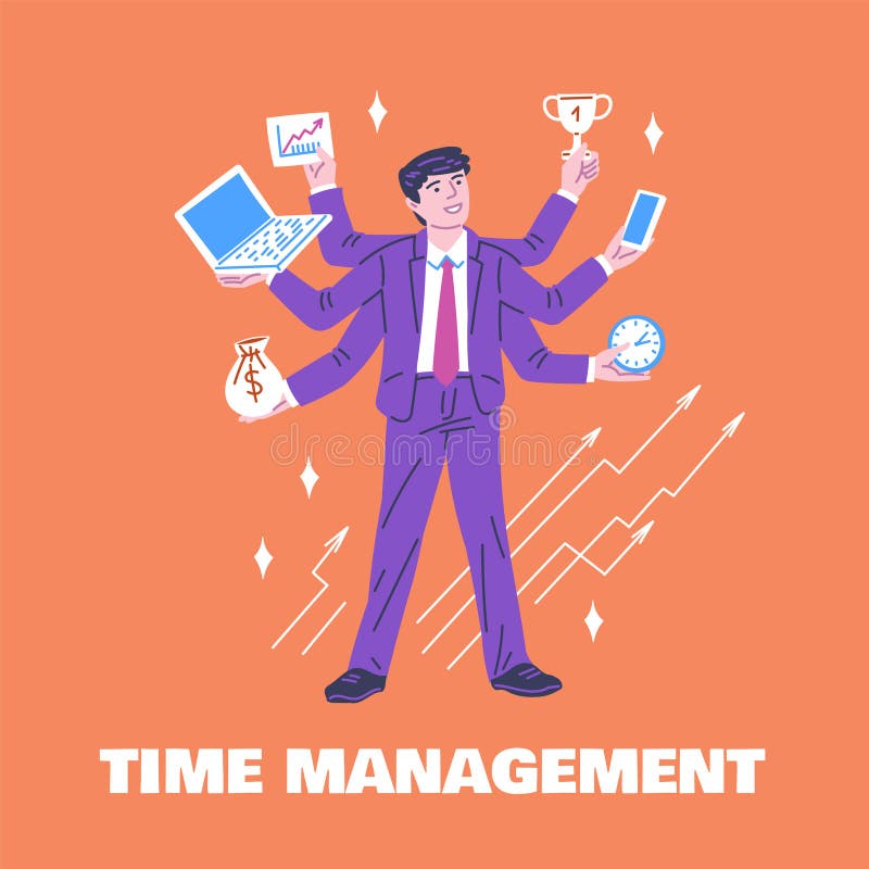 Banner about Time Management Flat Style, Vector Illustration Stock ...