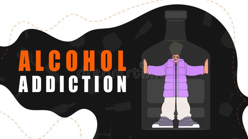 Banner Treatment for Alcohol Addiction. the Guy is Inside the Bottle ...
