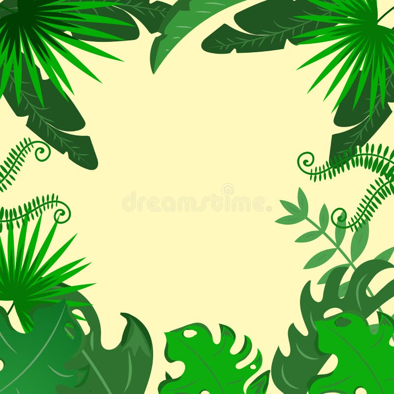 Banner with Tropical Leaves Square Stock Vector - Illustration of ...