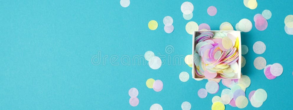 A Banner for a Turquoise Website with Multi-colored Confetti Stock ...