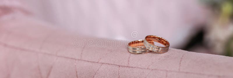 Banner Two Gold Wedding Rings. Stock Image - Image of celebration ...