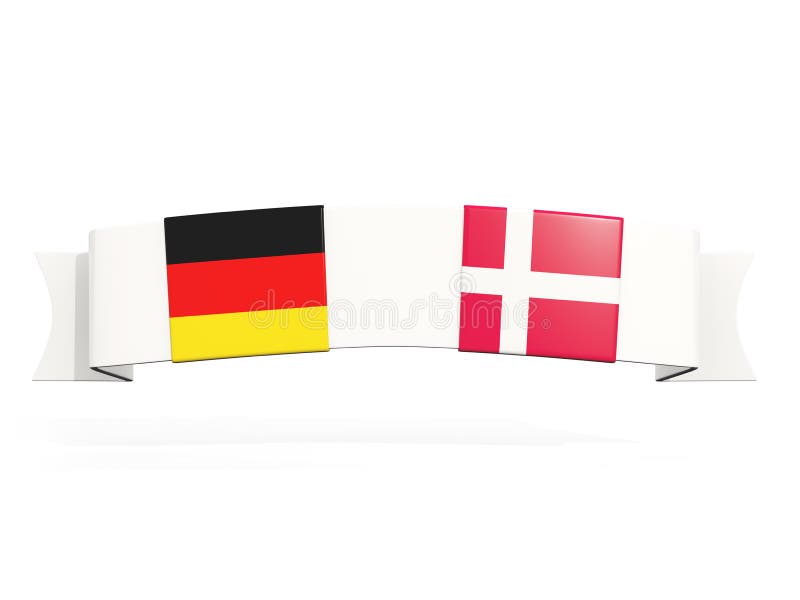 Banner with Two Square Flags of Germany and Denmark Stock Illustration ...
