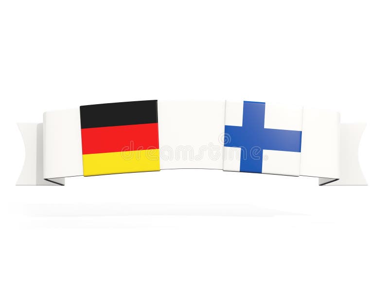 Banner with Two Square Flags of Germany and Finland Stock Illustration ...