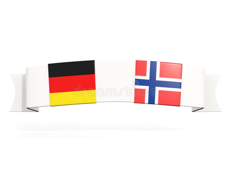 Banner with Two Square Flags of Germany and Norway Stock Illustration ...