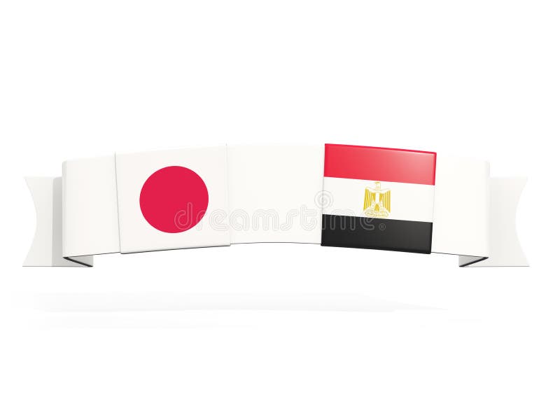 Banner with Two Square Flags of Japan and Egypt Stock Illustration ...