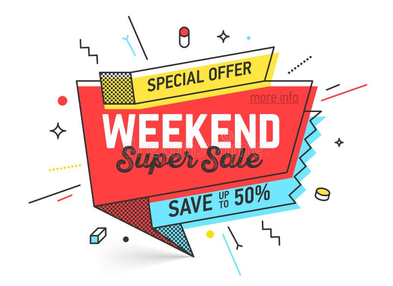 Banner Van De Weekend De Super Verkoop Vector Illustratie ...