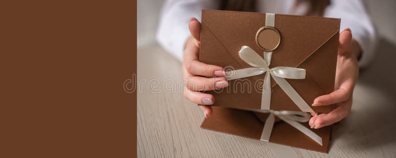 Banner of Wedding Invitation in Elegant Bronze Envelope with Amazing ...