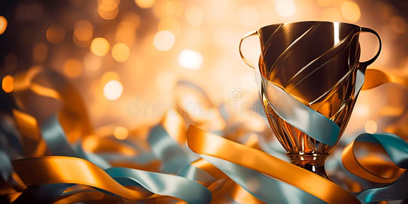 Banner on Which the Shiny Trophy Will Be Positioned among a Cascade of ...