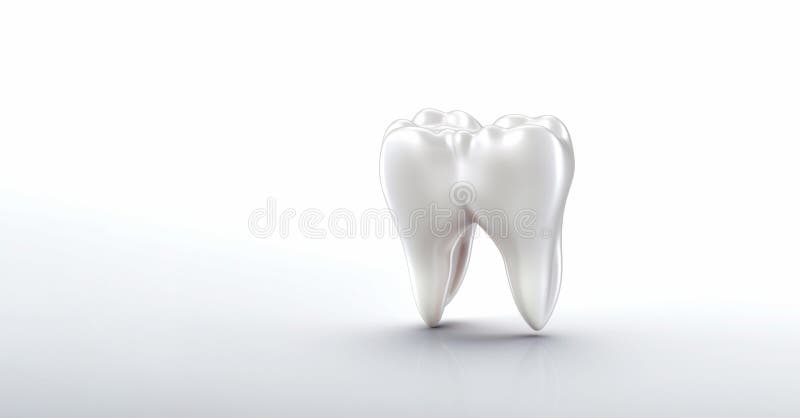 Banner with White Tooth on a White Background Closeup Isolated on White ...