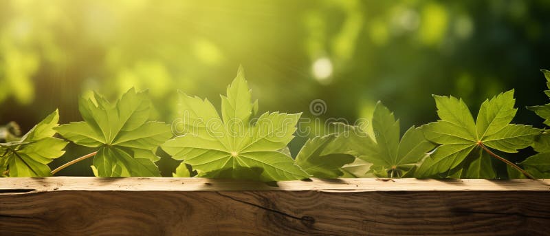 Banner Wide Image with Natural Elements of Wood and Greenery Stock ...