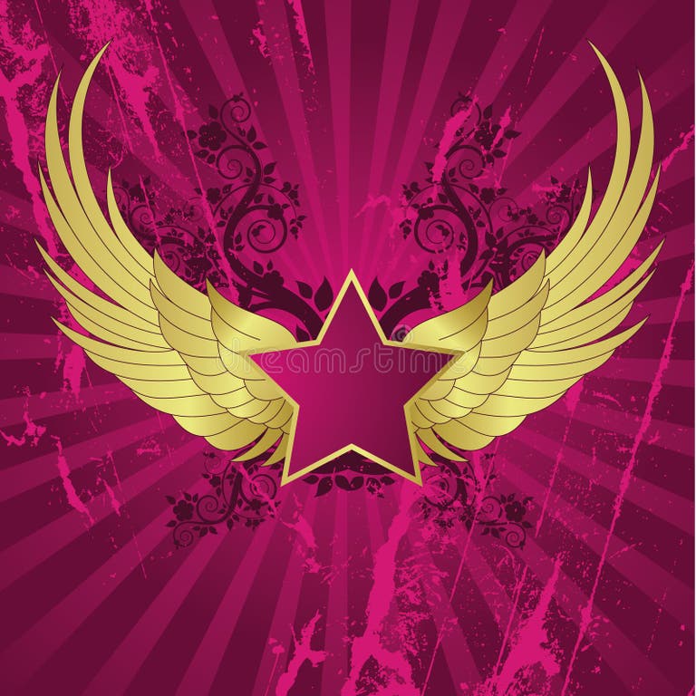 Banner with wings stock vector. Illustration of orange - 19951717