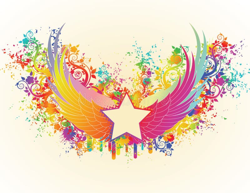 Banner with wings stock vector. Illustration of blot - 19951747