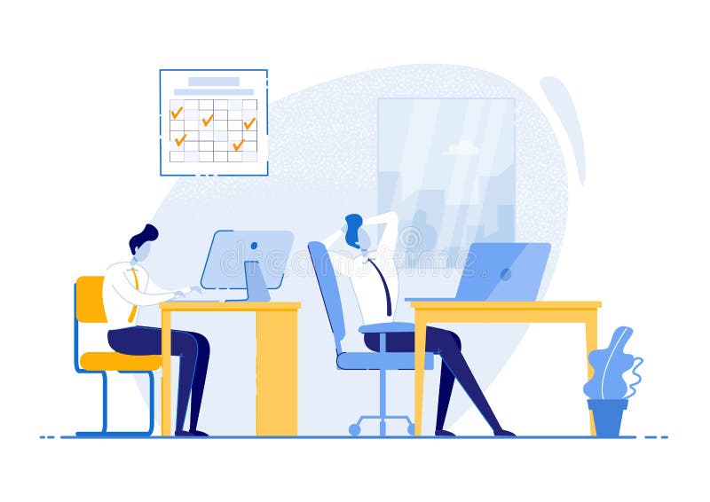 Banner Work According To Calendar Schedule, Flat. Stock Vector ...