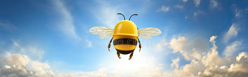A Banner with a Worker Bee in a Yellow Construction Helmet in the Sky ...