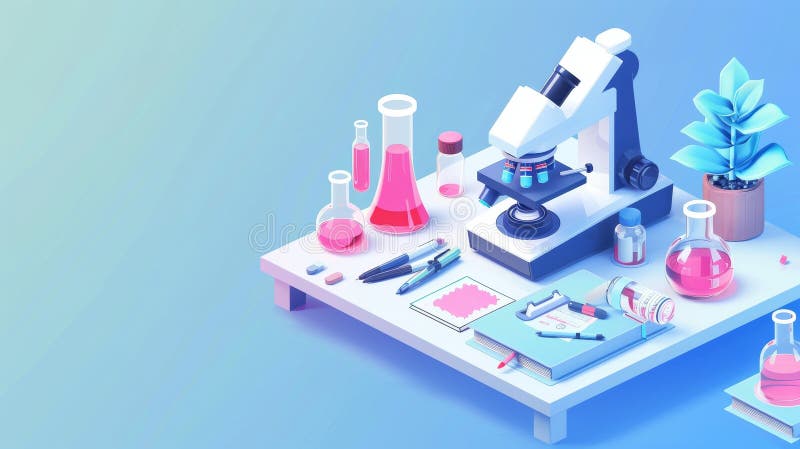 Banner for Working from Home. a Modern Illustration of a Laboratory at ...