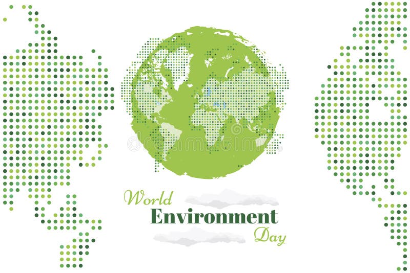 Banner World Environment Day with World Map Stock Illustration ...