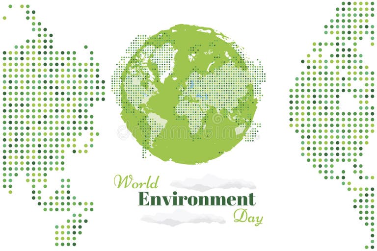 Banner World Environment Day with World Map Stock Illustration ...