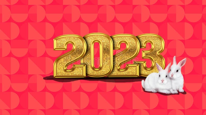 2023 Banner, Year of Rabbit Best for Greeting Card Stock Photo - Image ...