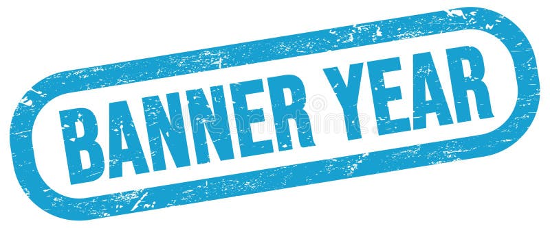 BANNER YEAR, Text Written on Blue Stamp Sign Stock Illustration ...