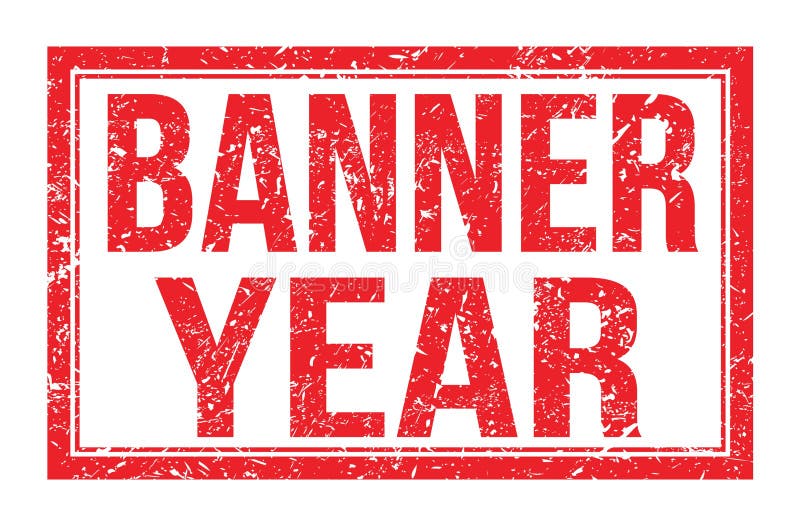 BANNER YEAR, Words on Red Rectangle Stamp Sign Stock Illustration ...