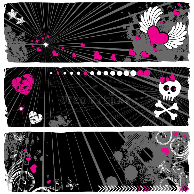 Emo banners stock vector. Illustration of decoration, design - 7547193
