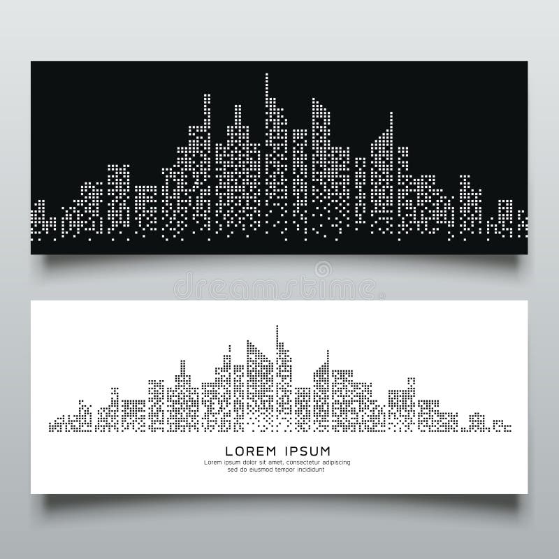 Banners Abstract Building Dot Black and White Design Stock Vector ...