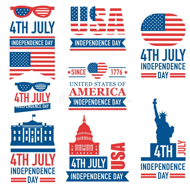 Banners of America Independence Day Collection. Labels at 4 July Stock ...