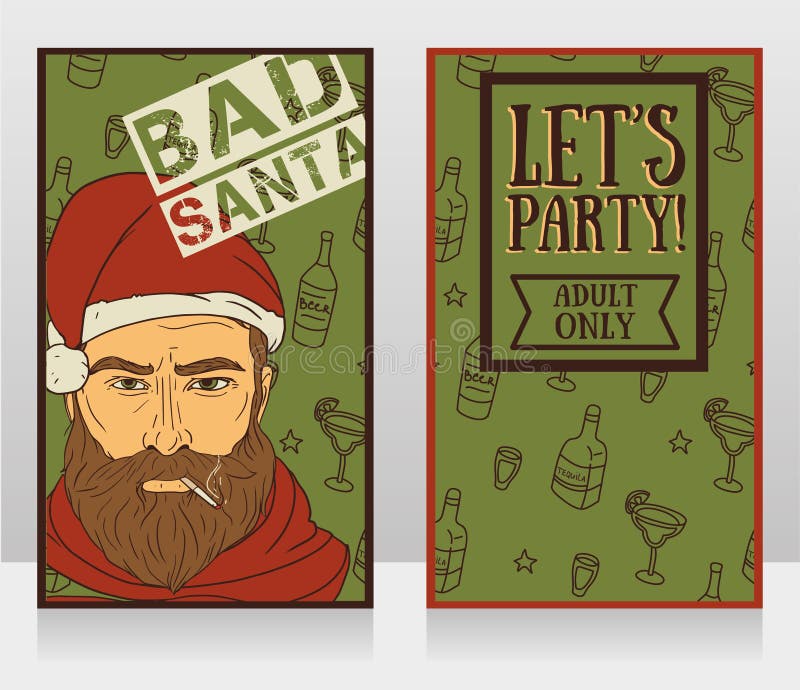 Banners for Bad Santa Party Stock Vector - Illustration of imposing ...