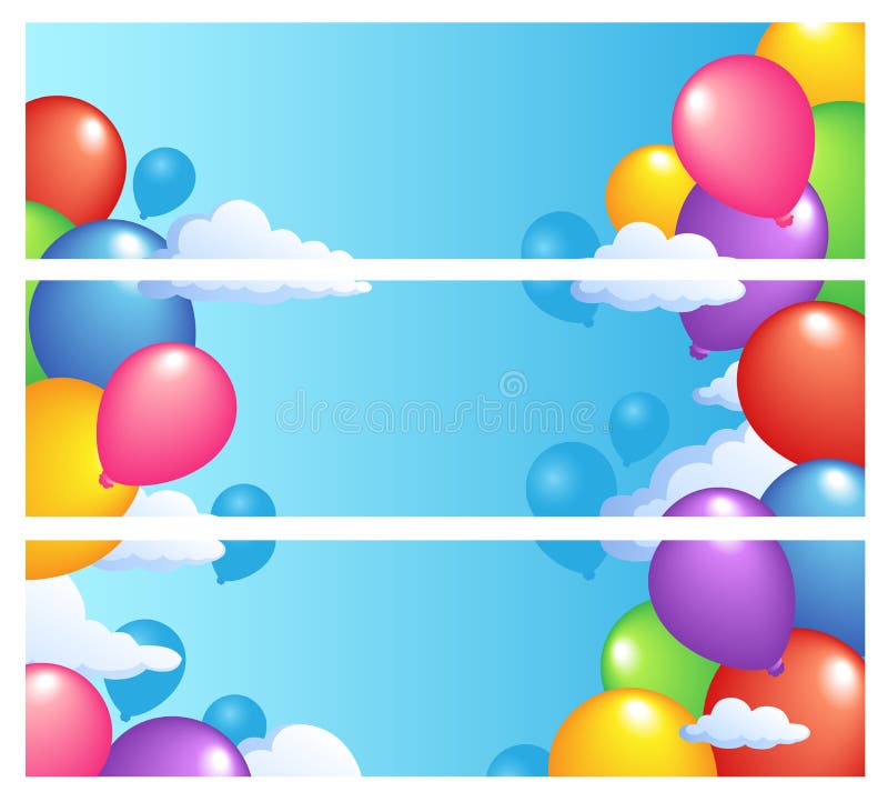Colorful Balloons Banners Vertical Stock Vector - Illustration of ...