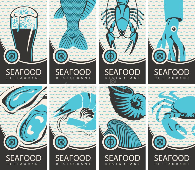 Banners or Business Cards for Seafood Restaurant Stock Vector ...
