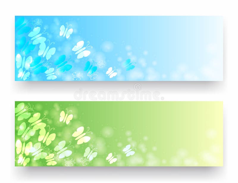 Banners with butterflies stock vector. Illustration of decorative ...