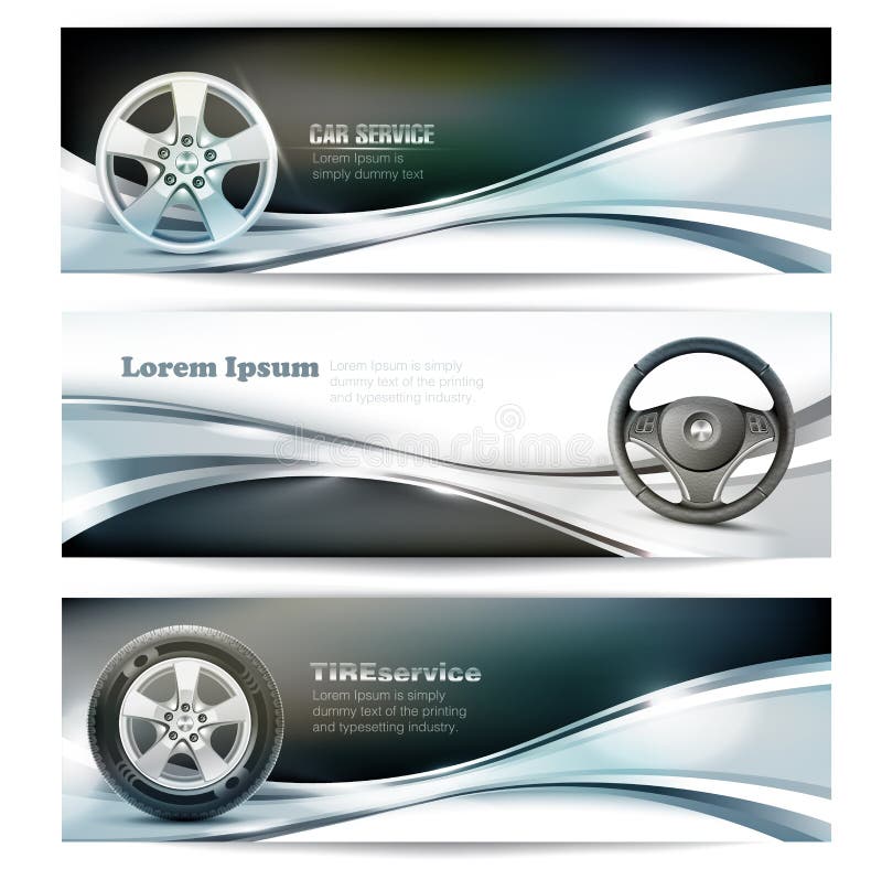 Banners for car service stock vector. Illustration of design - 62556845