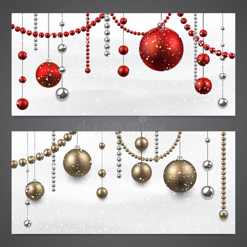 Banners with Christmas Baubles. Stock Vector - Illustration of year ...