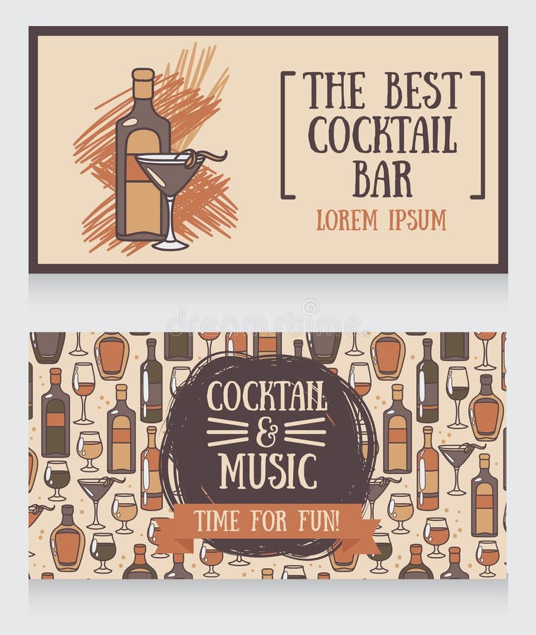 Two Banners for Cocktail Bar Stock Vector - Illustration of cartoon ...