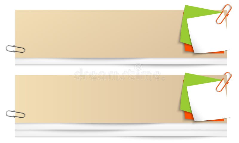 Banners with Colored Notes and Paper Clip Stock Vector - Illustration ...