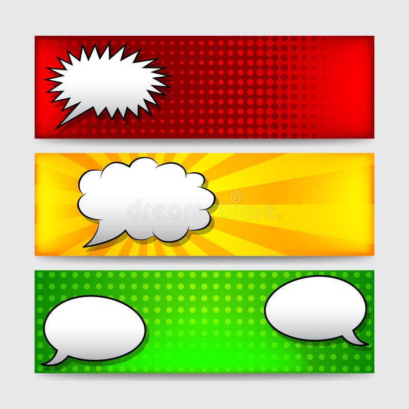 Banners with Comics Speech Bubbles Vector Stock Vector - Illustration ...