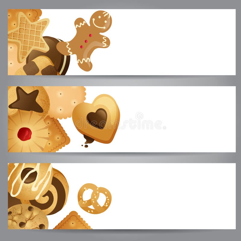 3 banners with cookies stock vector. Illustration of homemade - 38561345
