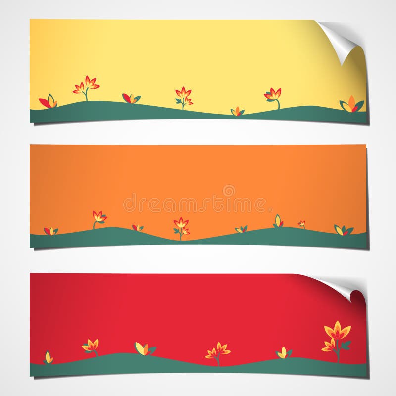 Banners Curled Spring Flower Stock Vector - Illustration of curled ...
